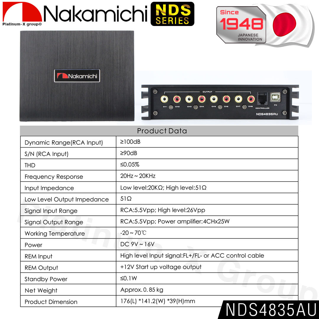 NAKAMICHI DSP AMPLIFIER NDS4835AU 31BAND Bluetooth USB INPUT 4 chOUTPUT 8 ch Hi Res AMP POWER ...