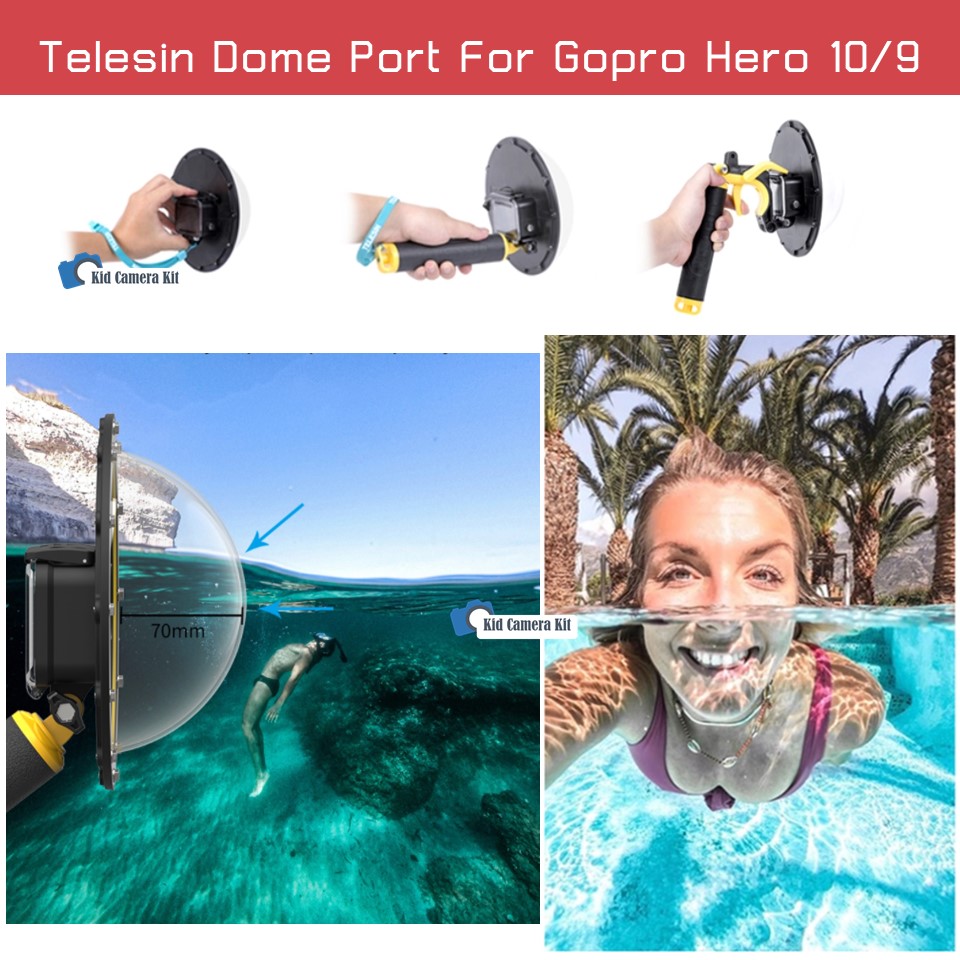 [Clearance] TELESIN Dome Port โดมกันน้ำ กล้อง Gopro Hero 11 10 9 Gopro 8 โดม ถ่ายผิวน้ำ ครึ่งบก ...
