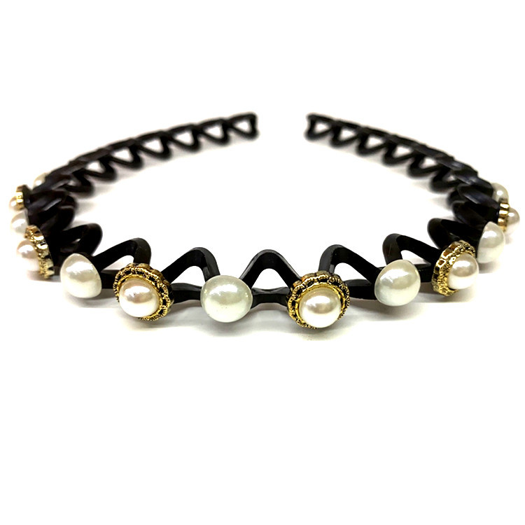 Four Leaf Clover Non-Slip Headband Pearl Women Hair Hoop Double Bangs ...