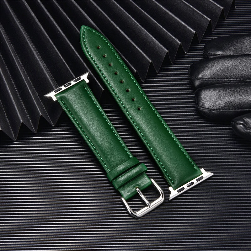 Women Men Leather Watchband for Apple Watch 7 6 SE 5 4 3 Replacement ...