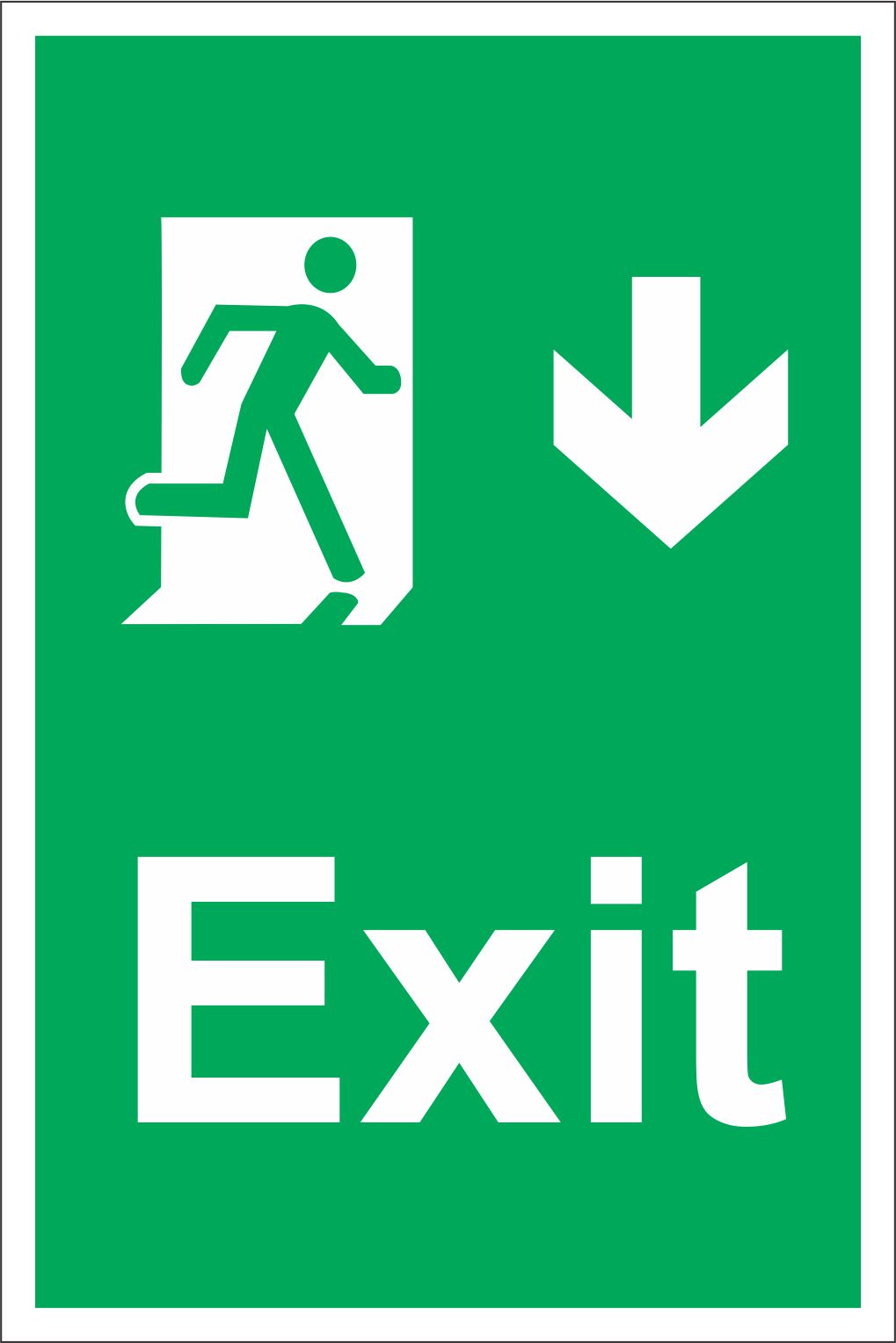 สติ๊กเกอร์ความปลอดภัย - Sticker - Exit Symbol & Down Arrow Safety Sign ...