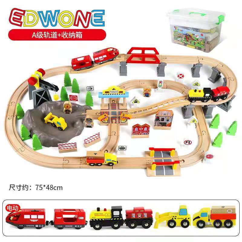 EDWONE รถไฟรางไม้เข้ากันได้กับ IKEA Thomas Le Cool Building Blocks ...