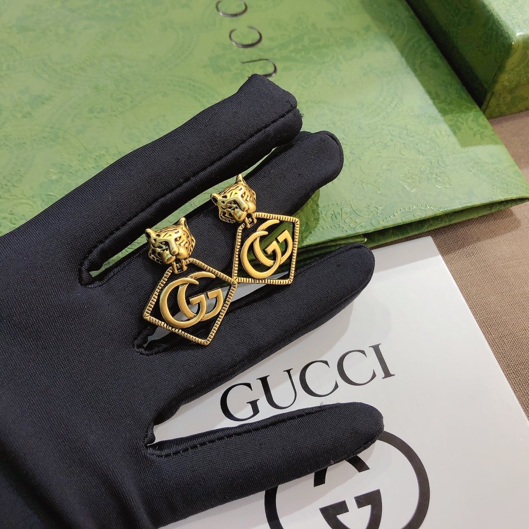 Fashion Gucci Earring Titanium Steel Letter Logo Double GG Ear Hoop ...
