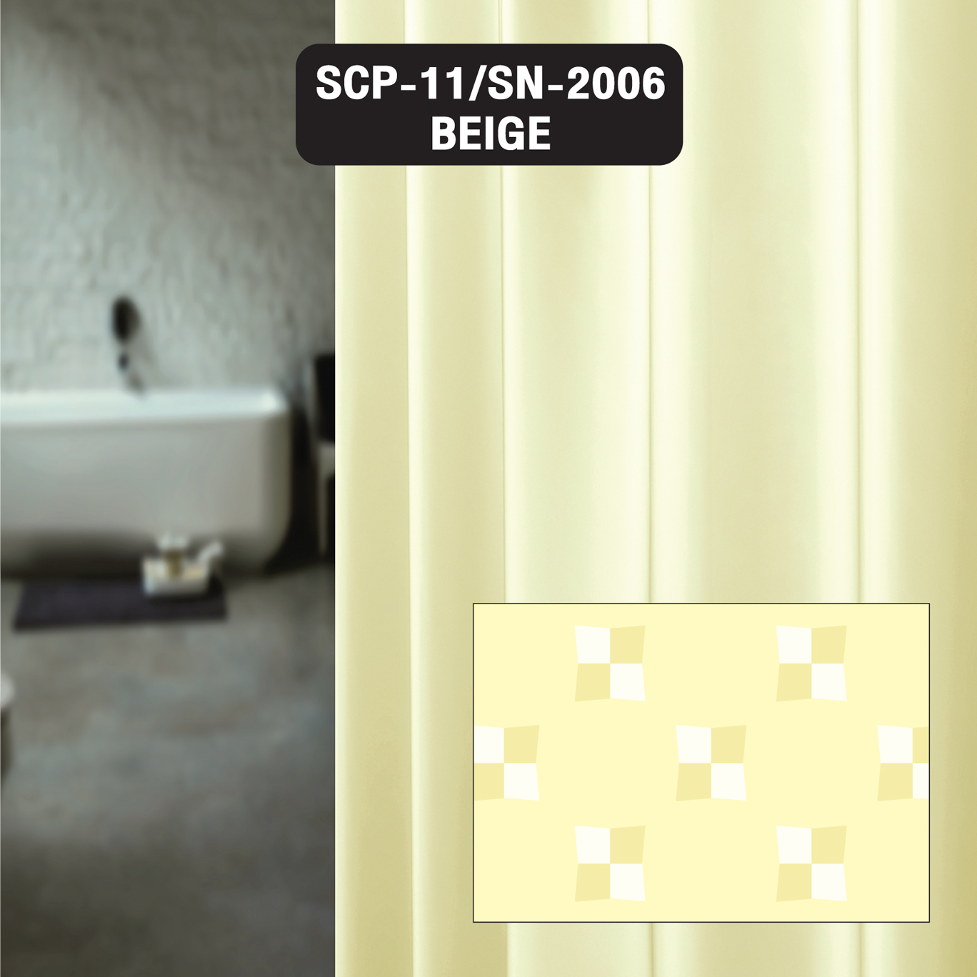 ผ้าม่านห้องน้ำเนื้อผ้า (100 POLYESTER SATIN DOBBY) รุ่น SCP-11 (มีขนาด ...