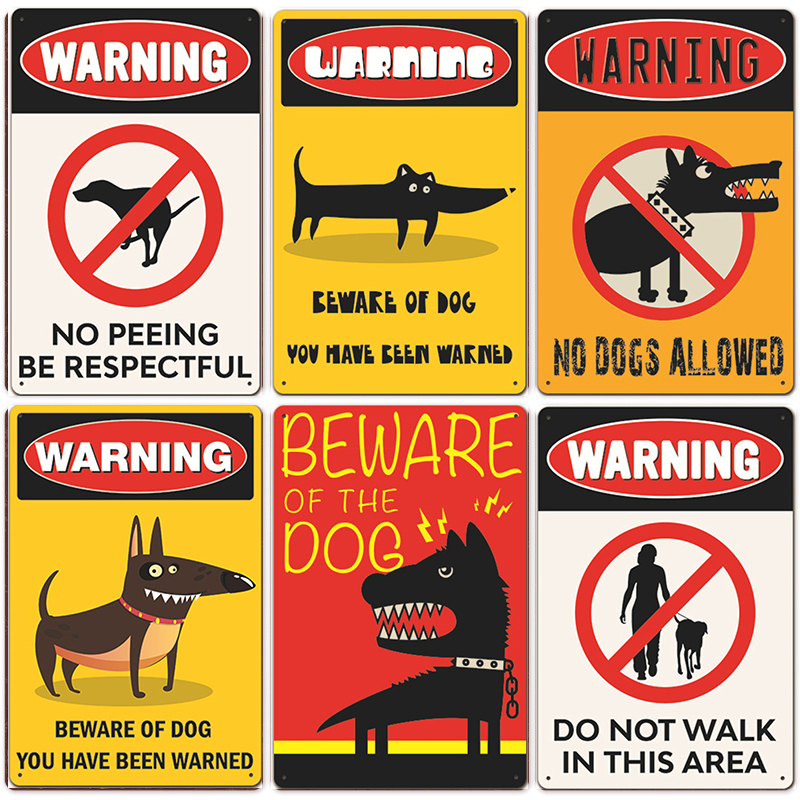 Warning Dog Vintage Metal Tin Signs Poster Beware of Dog Tin Plate ...