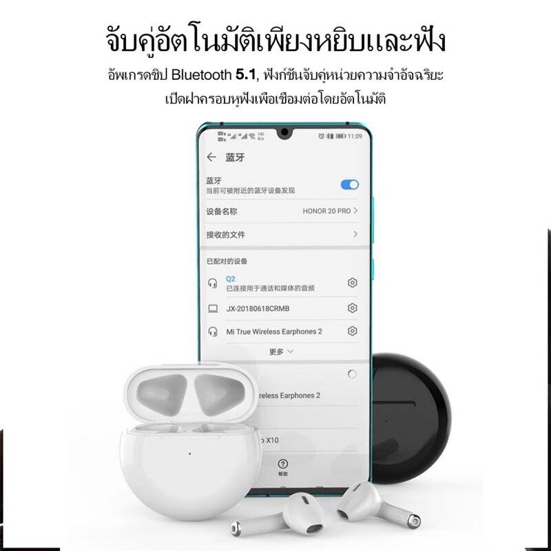 Mini Pro 6 TWS หูพังไร้สาย หูฟังบลูทูธ สำหรับ ios Samsung oppo vivo ...