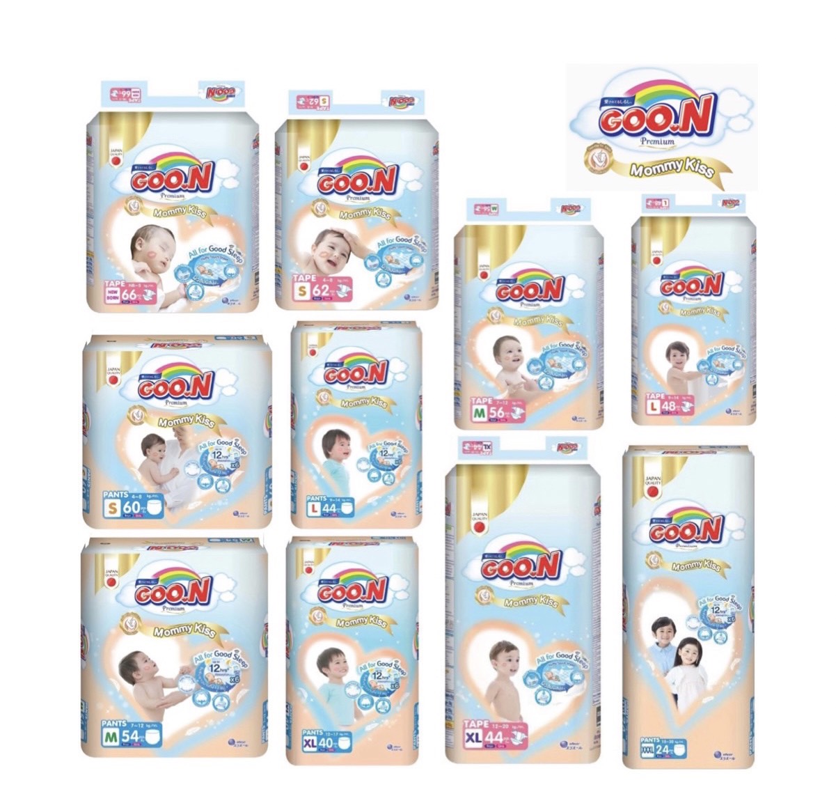 GOON กูนน์ มัมมี่ คิส ผ้าอ้อมเด็กแบบกางเกง สำหรับเด็กชายและหญิง แพ็ค 3 ...