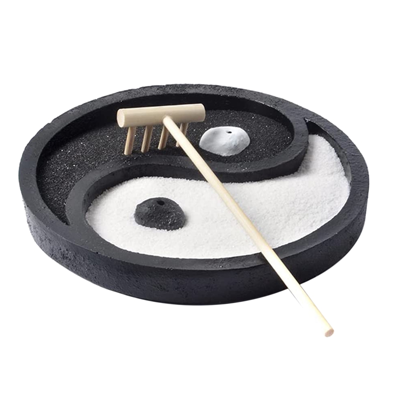 Yin and Yang Tai Chi and Eight Diagrams Zen Garden Sand Table Black and ...