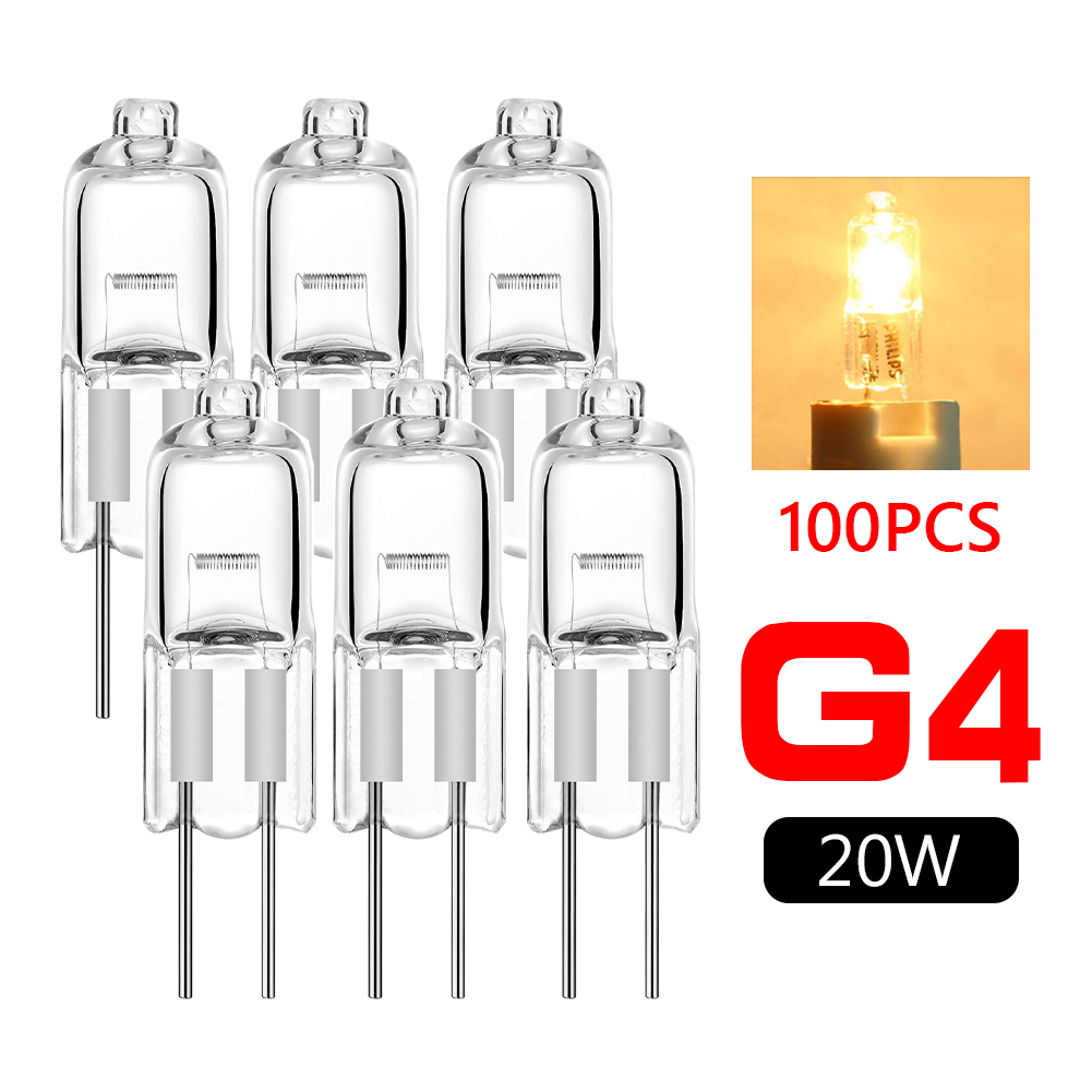 TSLEEN 100 Pcs Ultra Bright G4 Halogen Warm White 12V 20W Lamp Light ...
