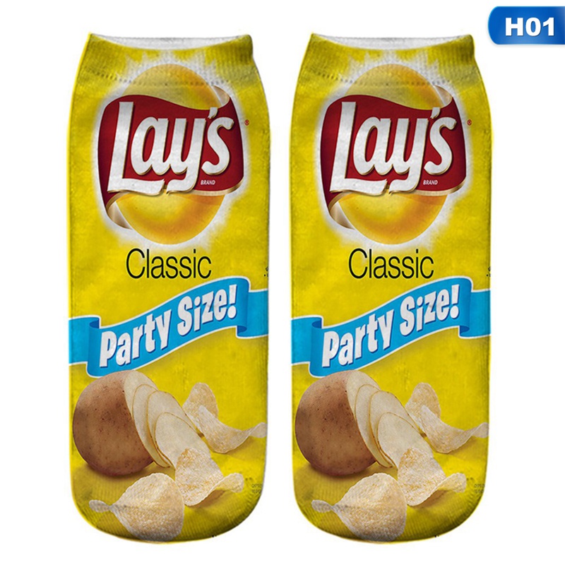 1 Pair Funny Socks Uni Men Art Socks Women Potato Chips 3D Digital ...