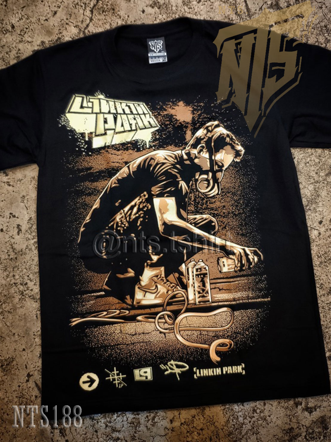 JKJK NTS 188 Linkin Park Spray ROCK เสื้อยืด เสื้อวง เสื้อดำ สกรีนลาย ...