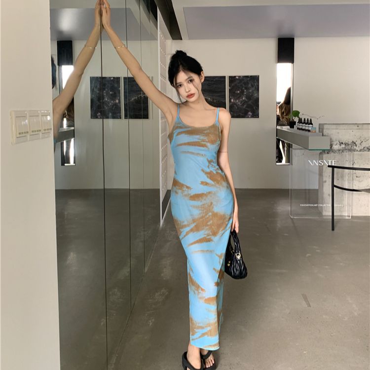 Lunashopชุดเดรสกระโปรงพิมพ์ลายมัดย้อมผู้หญิงฤดูร้อนกระโปรงรัดสะโพกบาง ...