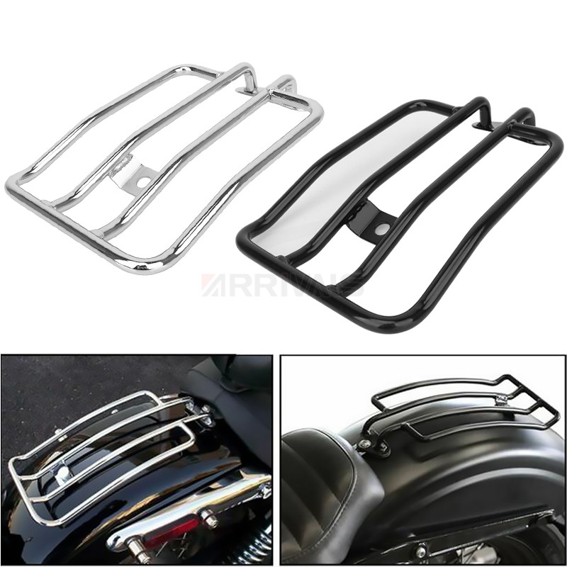 Motorcycle Chrome Black Rear Fender Luggage Rack Support Shelf Solo ...