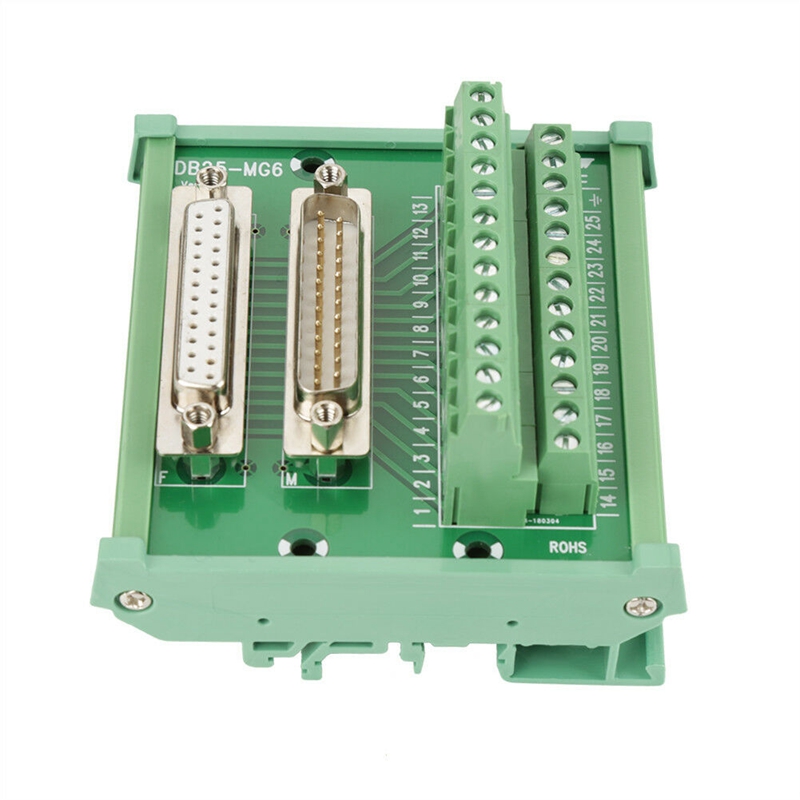 DB25 DIN Rail Mount Interface Module Male/Female Connector Breakout ...