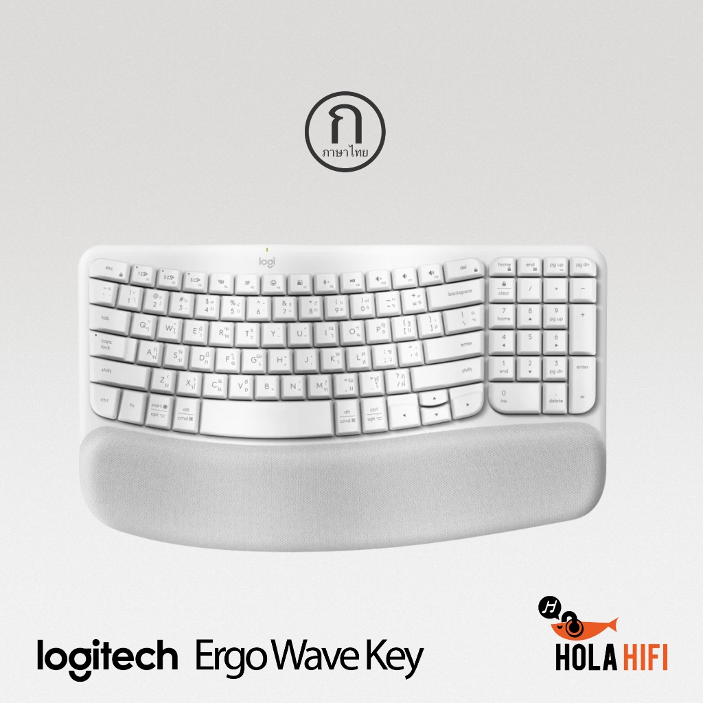 Logitech Wave Keys Wireless Ergonomic Keyboard With A Cushioned Palm Rest ปุมภาษาไทย Th