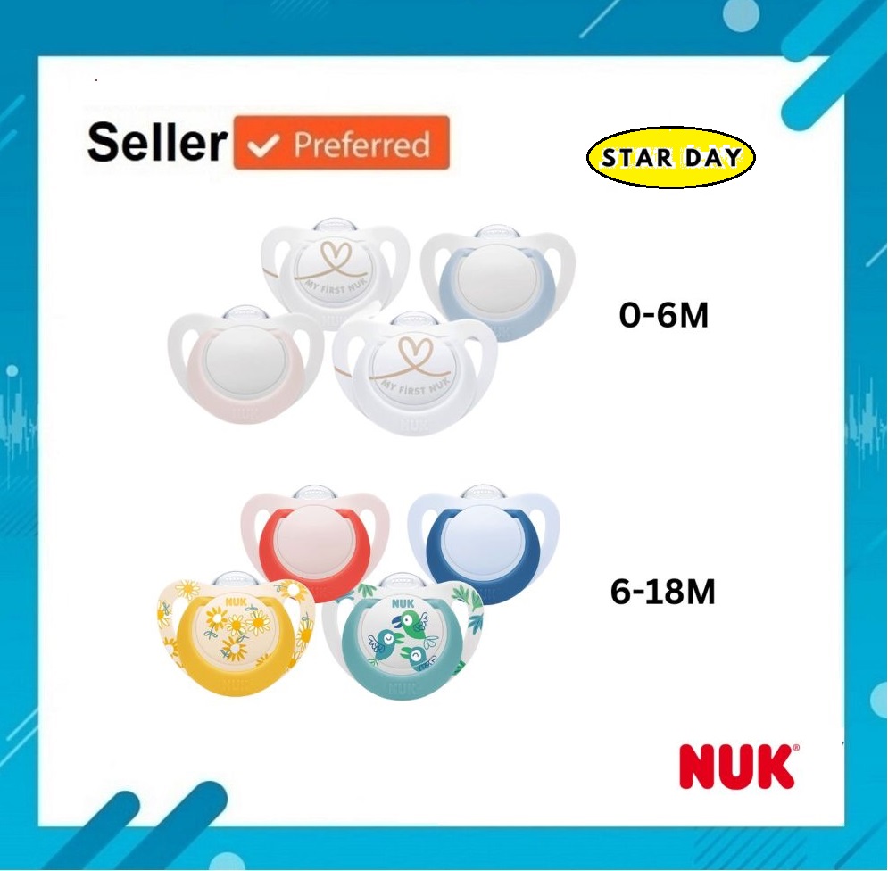 NUK Latex Soother Star Day 0-6M 6-18M (2 PcsBox) - Mombabyshark - ThaiPick