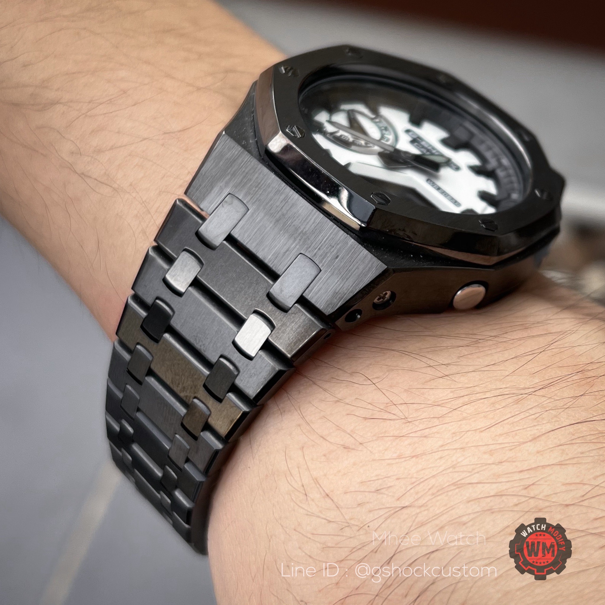 G-SHOCK Casioak Gun Metal Full Stainless Steel Special White Manga Dial ...