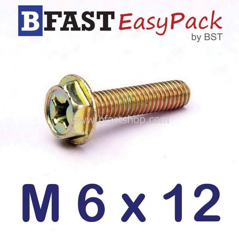 สกรูหัวเหลี่ยมติดแหวน HW+ M6 x 12 (10 ตัว/ถุง) - B FAST - ThaiPick