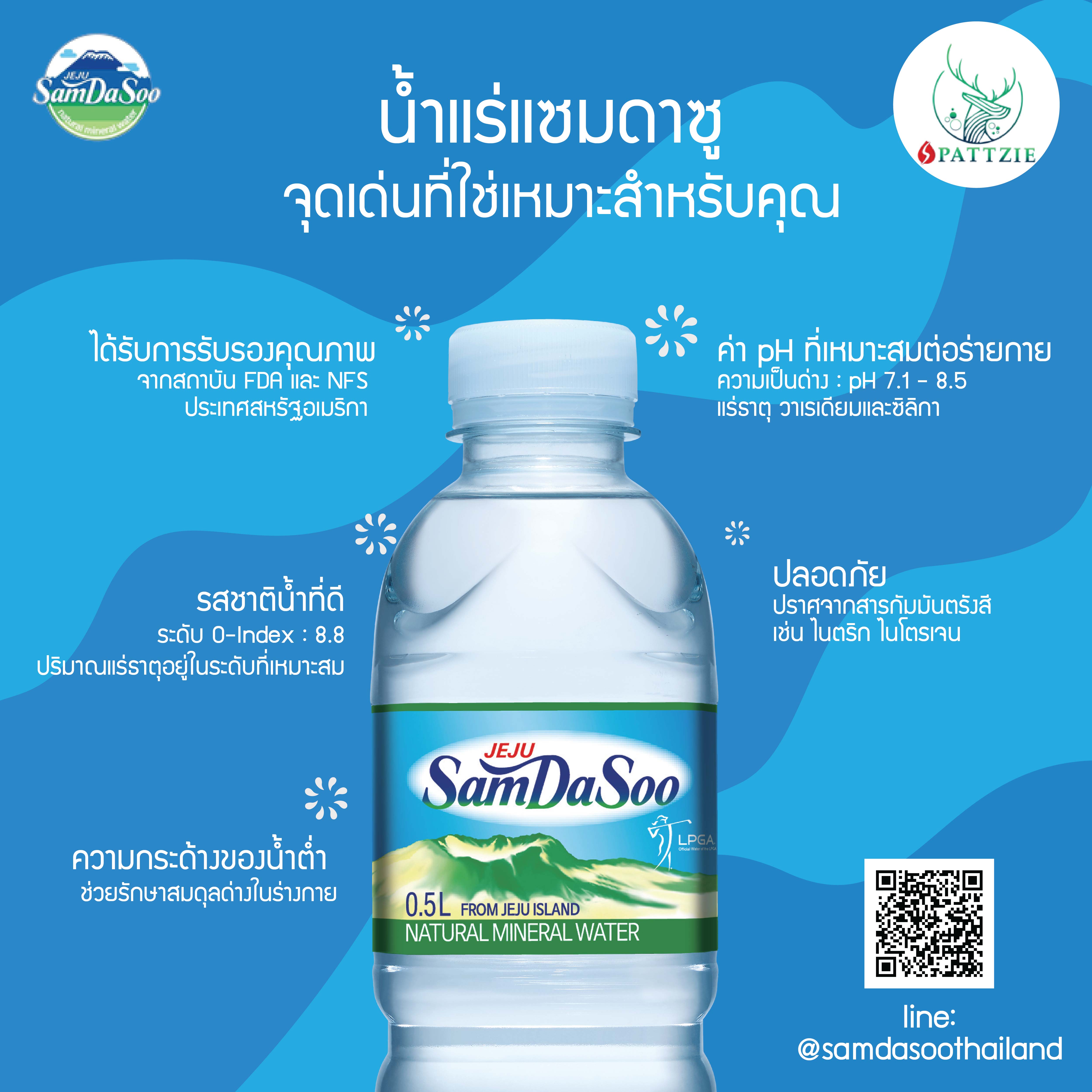Jeju Samdasoo เจจูซัมดาซู น้ำแร่ธรรมชาติจากเกาะเจจู 500ml แพ็ค 20 ขวด ...
