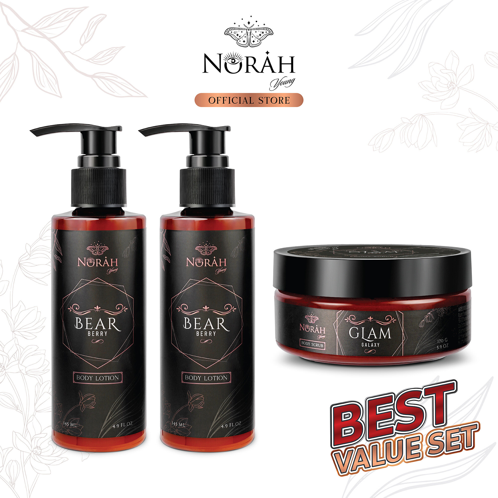 [ชุดสุดคุ้ม] Norah Young Bear Berry Body Lotion 2 ชิ้น+Norah Young Glam ...