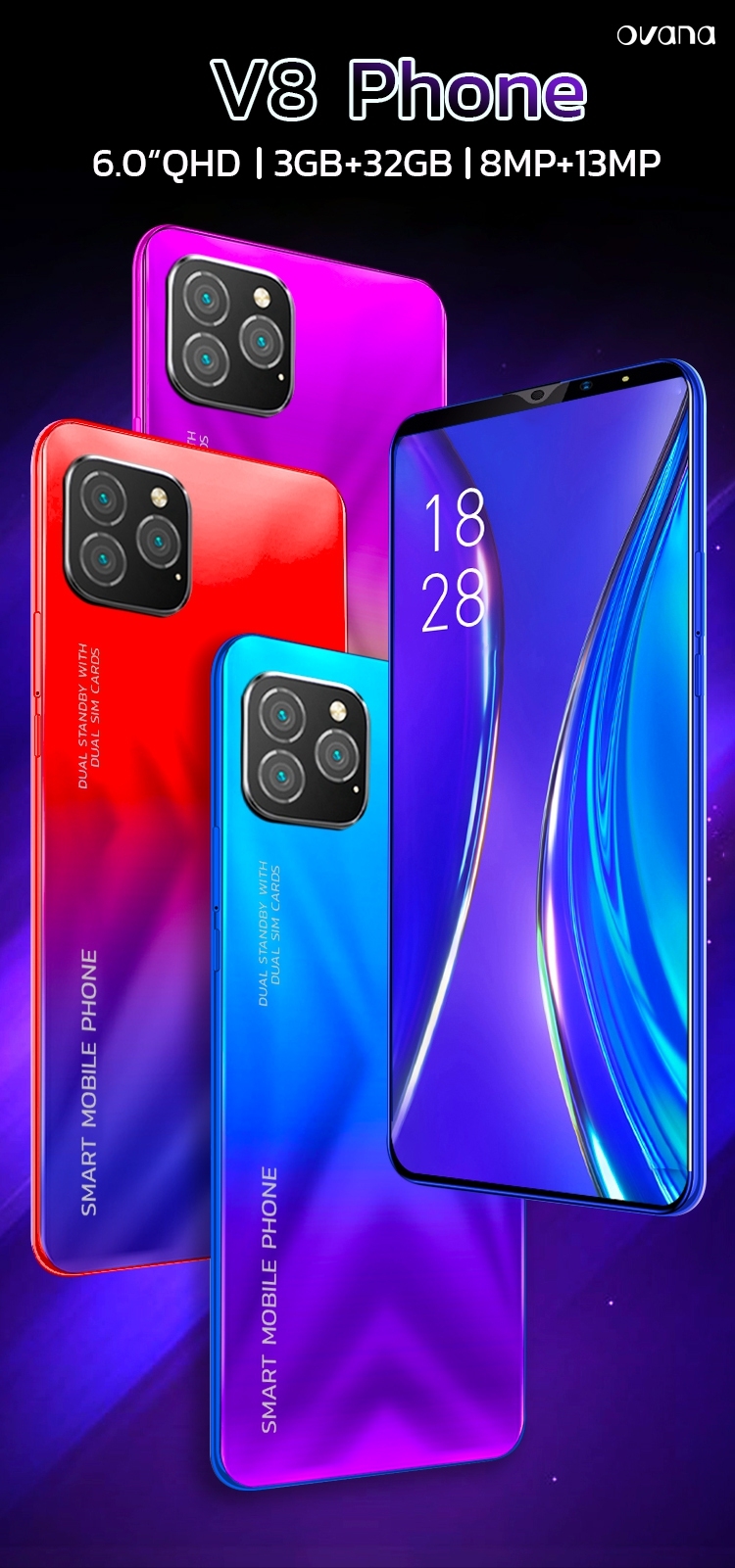 OVANA V8 PHONE จอใหญ่ 6 นิ้ว ความจำ Ram 3GB Rom 32GB รับประกันศูนย์ 1 ...