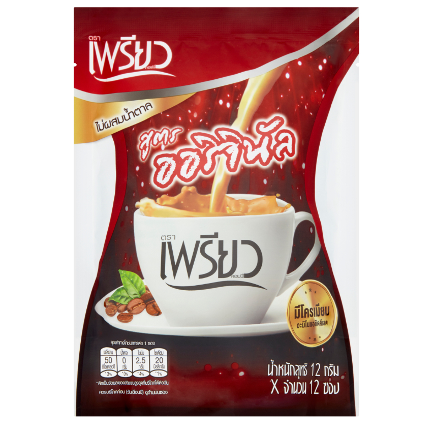 เพรียวคอฟฟี่ กาแฟปรุงสำเร็จ สูตรออริจินัล 12 กรัม x 48 ซอง กาแฟผงปรุง ...