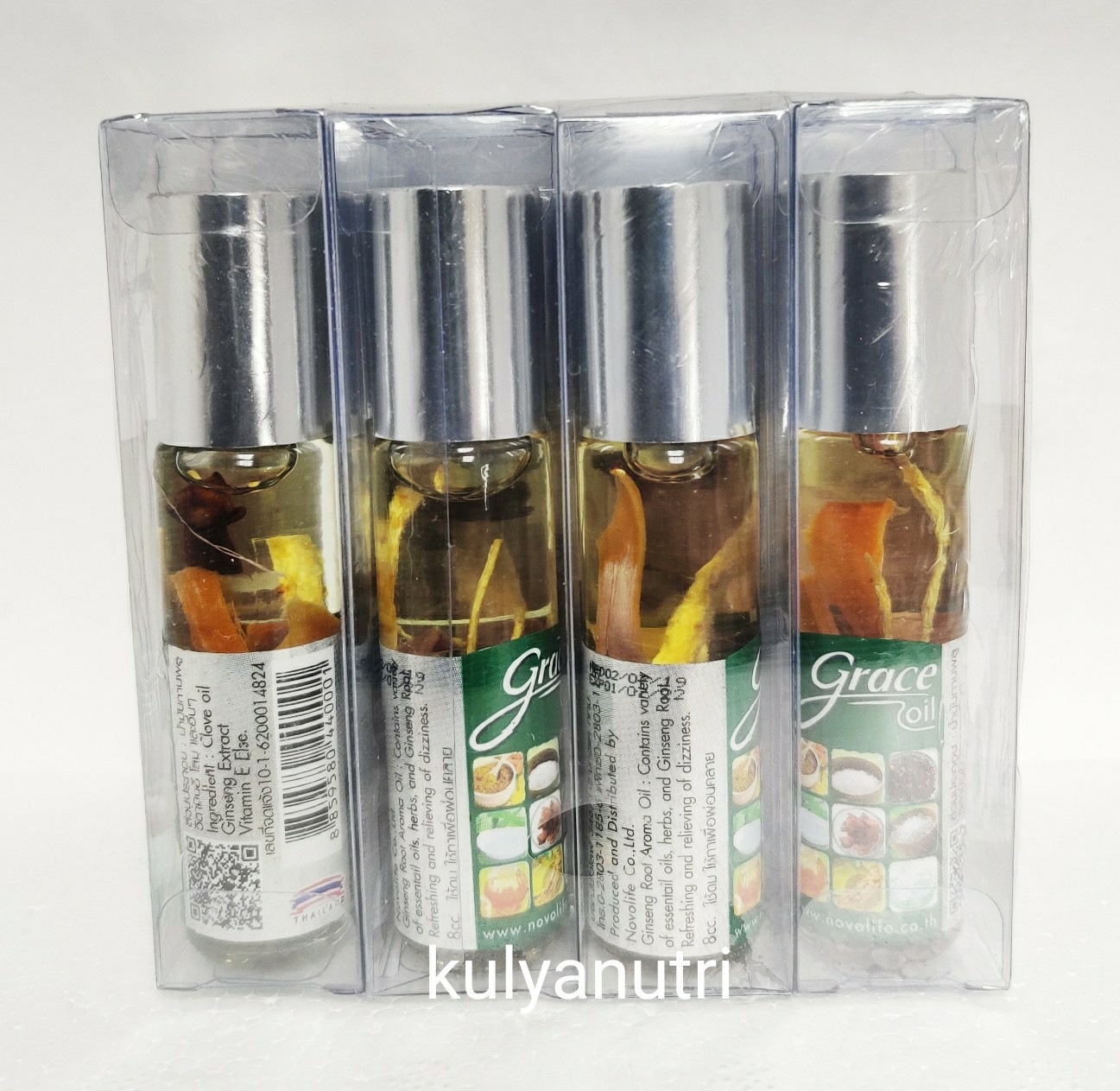 (จำนวน 12 ขวด) Grace Oil เกรซ ออยล์ ฝาสีเงิน ยาหม่องน้ำสมุนไพรรากโสม ...