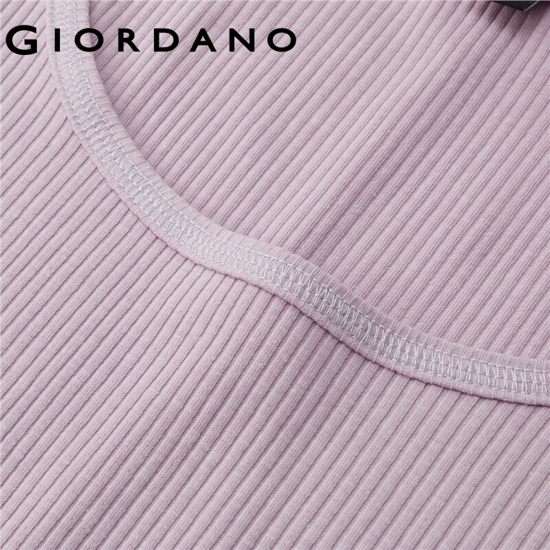 GIORDANO Women Tanks Slim Stretchy Ribbed Texture Casual Tanks Crewneck ...