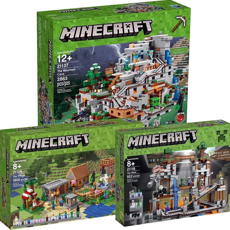 LEGO Assembling I cave Minecraft world government mine village building ...
