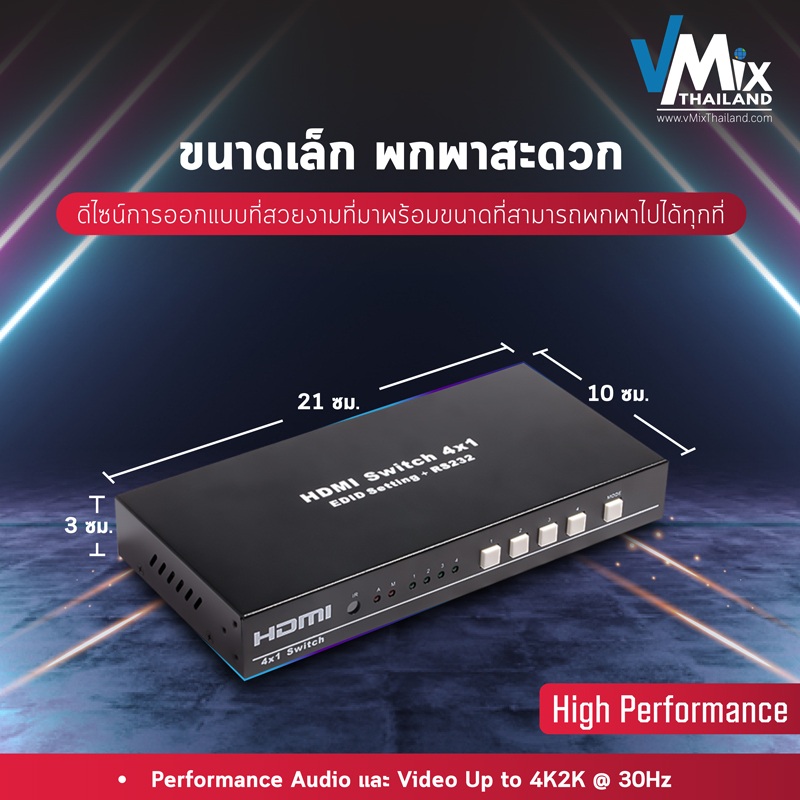 HSV364 Fast HDMI Switch 4 in 1 out By vmixthailand - vmixthailand ...