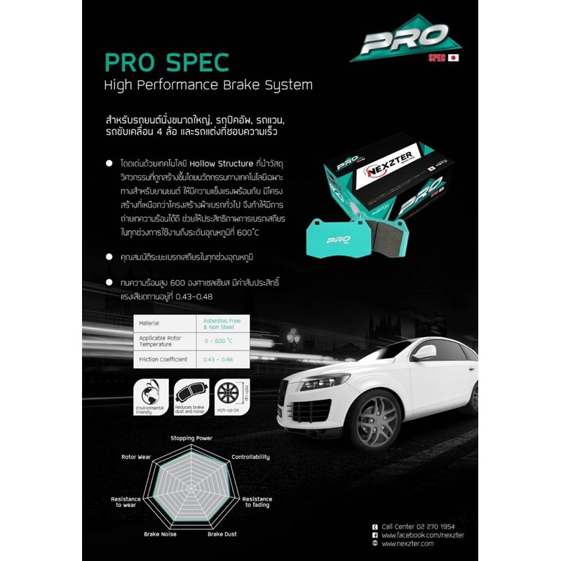 ผ้าเบรคหน้าหลัง Hyundai h1 starex ปี2008-2022ยี่ห้อ nexzter รุ่น prospec ปี2008-2021 ...