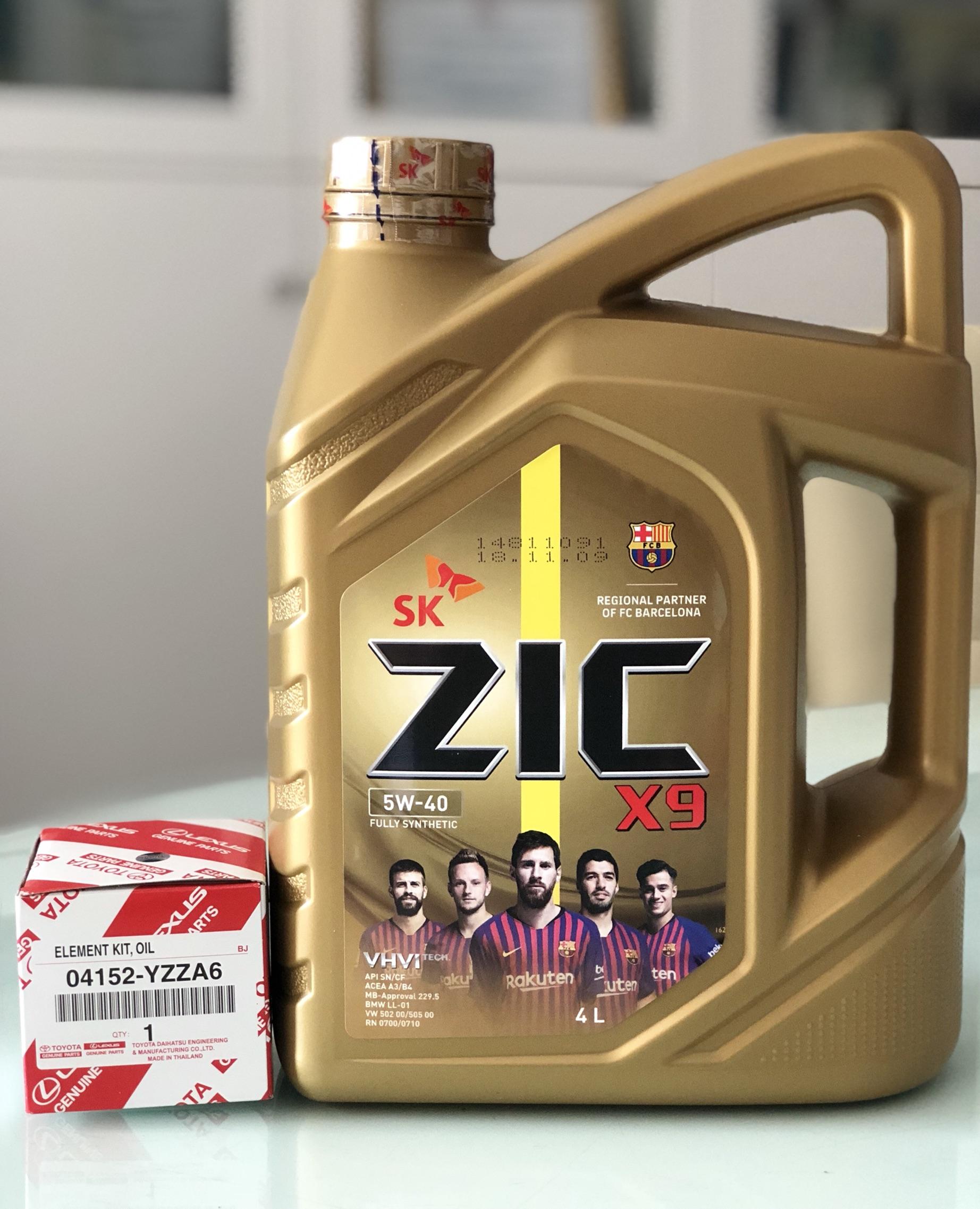 Zic X9 SAE 5W-40นํ้ามันหล่อลื่นเครื่องยนต์เบนซิน สูตรสังเคราะห์แท้100% 4ลิตร ( ฟรี!!!ใส้กรอง ...