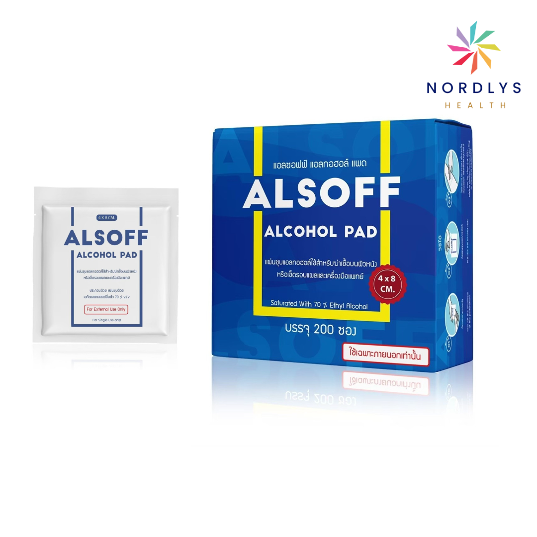 แอลกอฮอล์ แผ่น Alsoff Pad ALCOHOL PADs ตราเสือดาว แผ่นชุบแอลกอฮอล์ 1 ...
