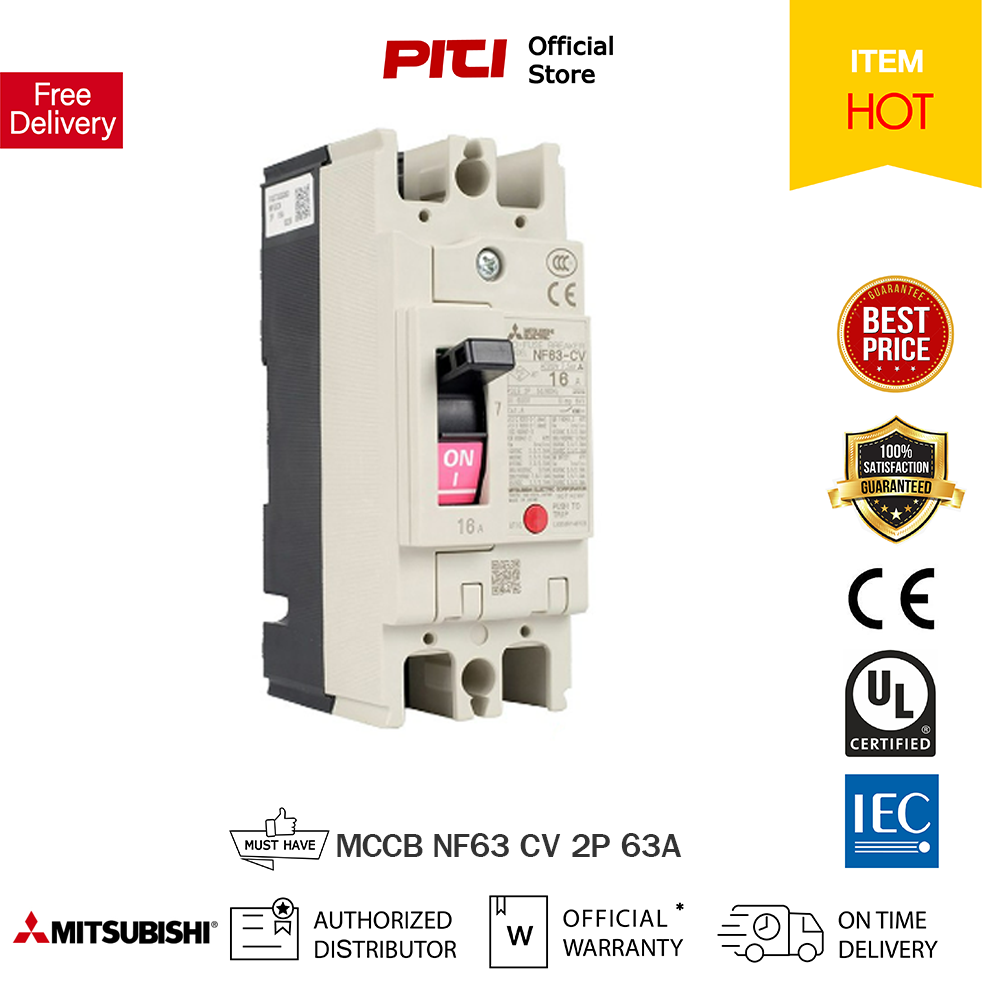 Mitsubishi NF63 CV 2P 63A Molded Case Circuit Breaker (MCCB) เบรกเกอร์ ...