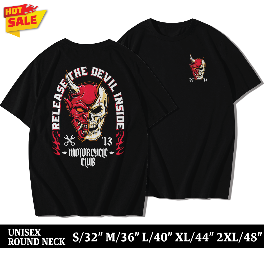 เสื้อยืดคอกลม Cotton 100% สกรีนลาย THE DEVIL mc (แขนสั้น) | Lazada.co.th