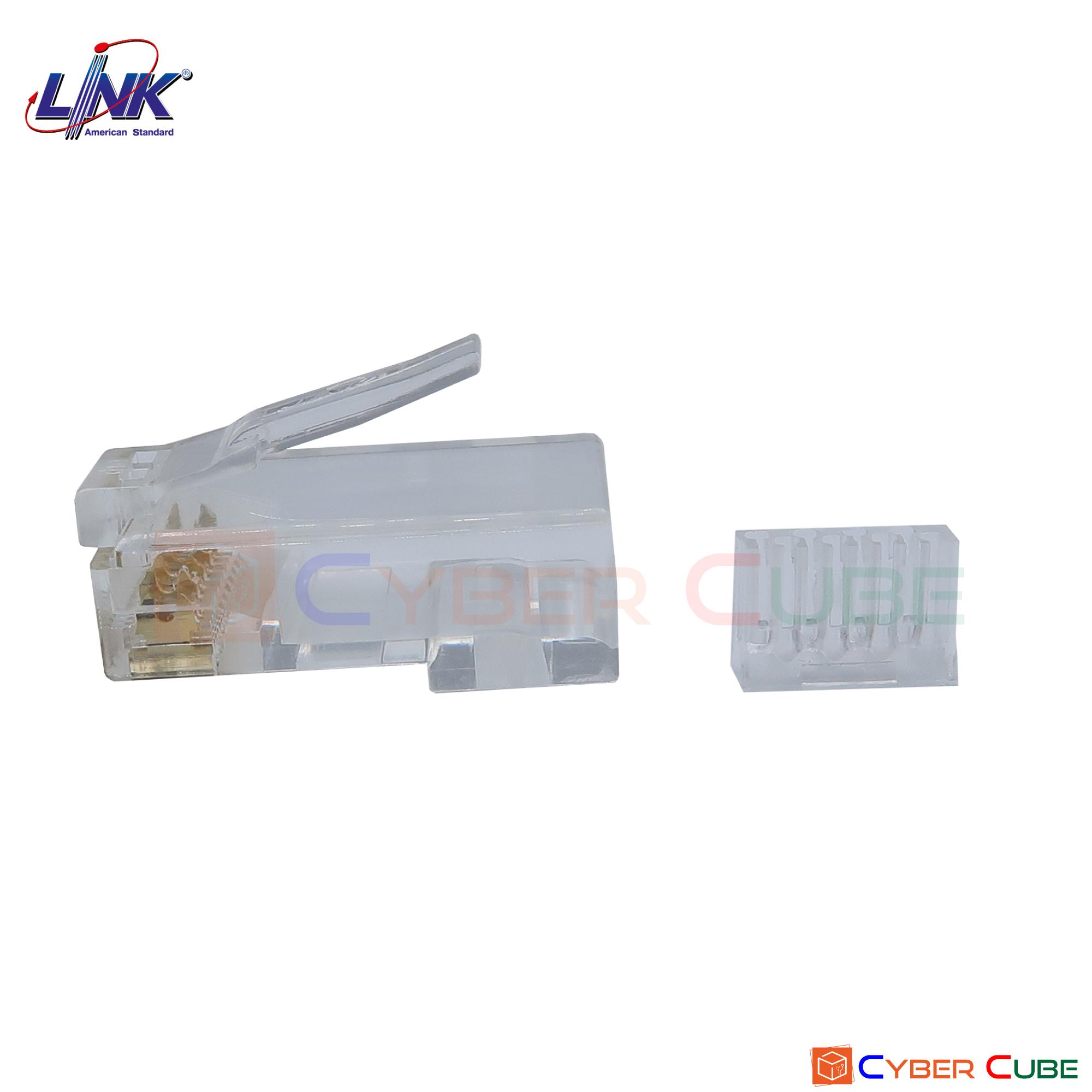 LINK US-1002 CAT 6 RJ45 PLUG (หัวแลนตัวผู้), 2 Layer with pre-insert bar 1 Pkg (10 pcs/Pkg ...