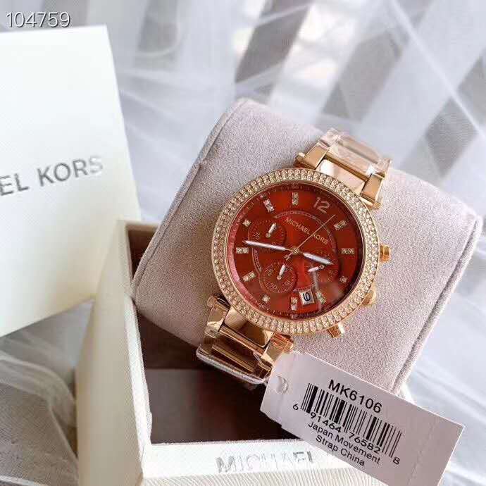 นาฬิกาข้อมือผู้หญิง Michael Kors Parker Chronograph Rose Dial MK6106 ...