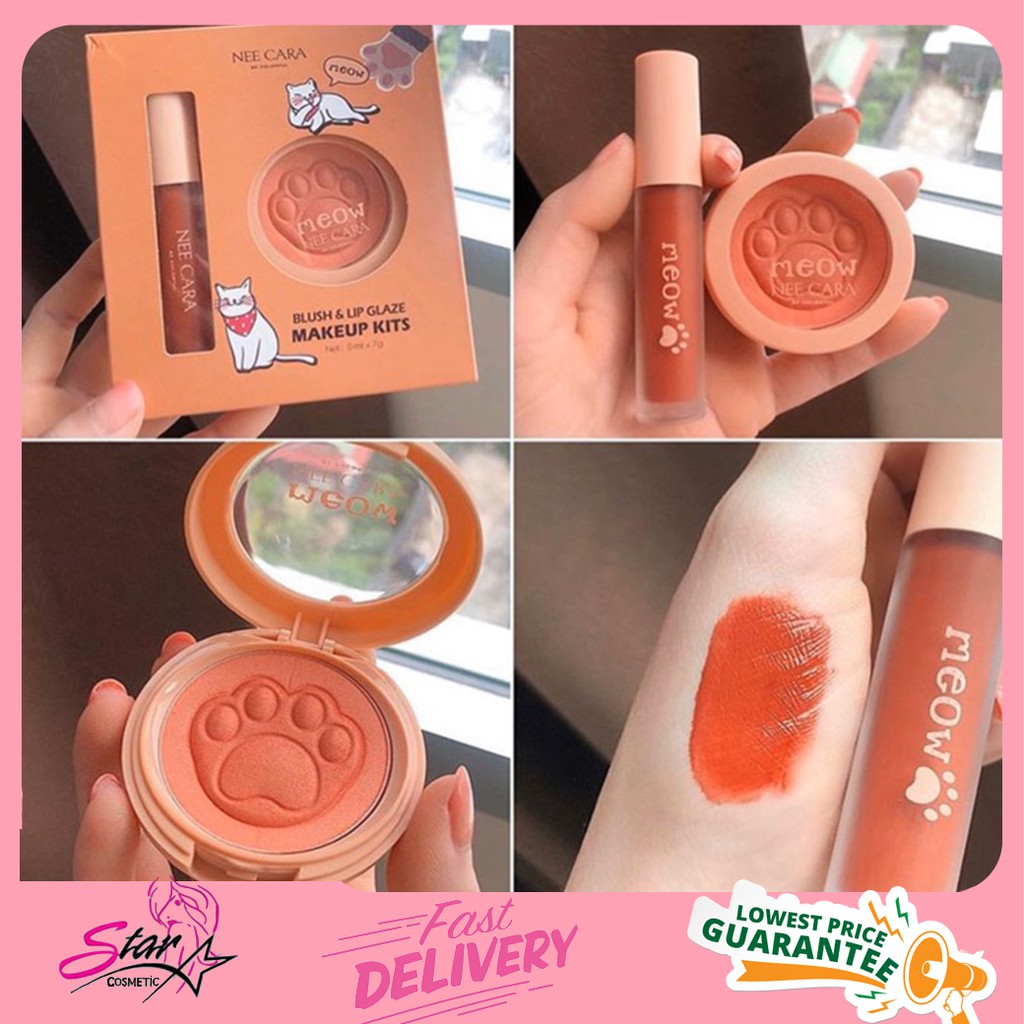 NEE CARA MEOW BLUSH&LIP GLAZE MAKEUP KITS (N317) : NEECARA บลัช ลิปเกรซ ...