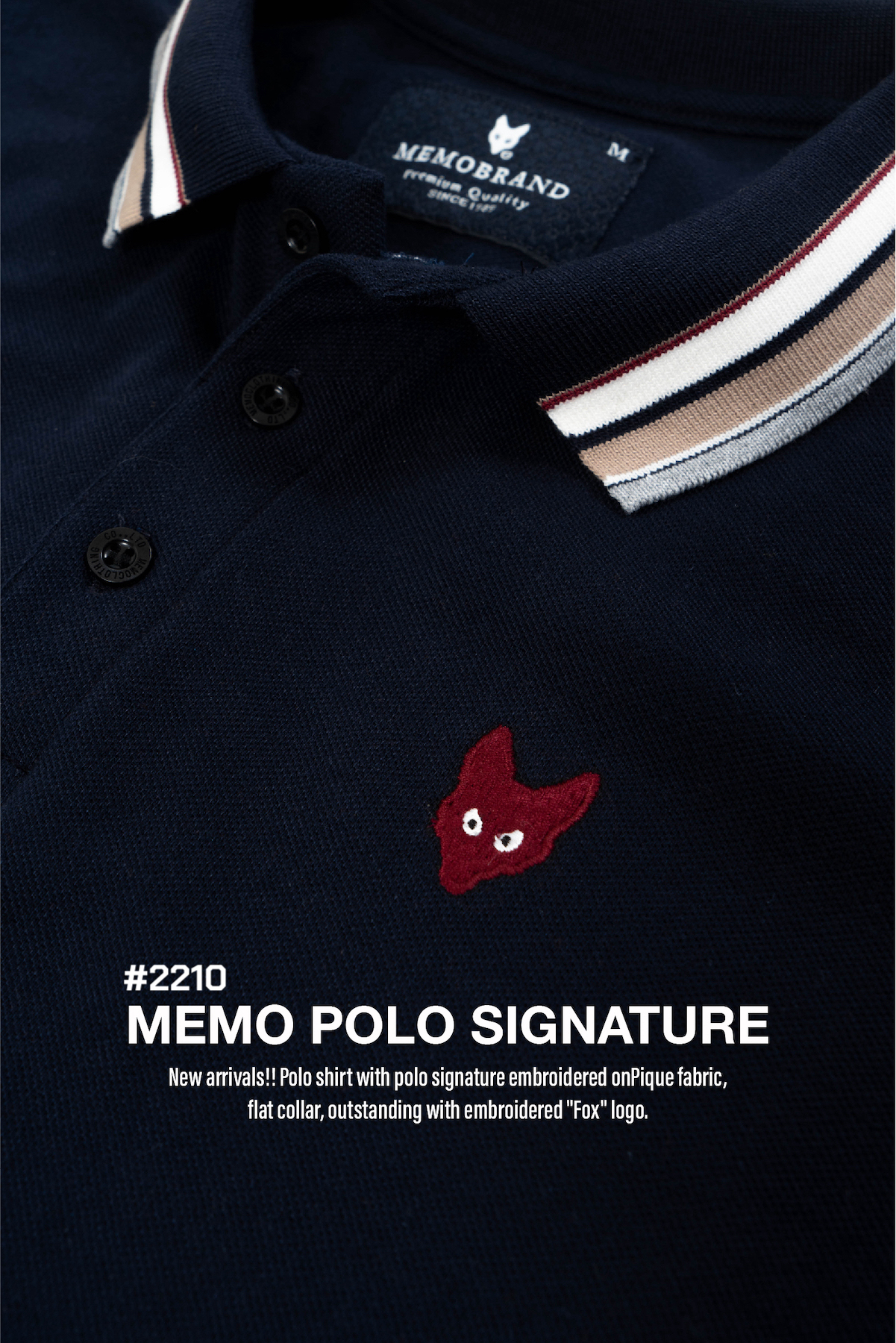 เสื้อโปโล สีกรมท่า Memo Premium Polo Signature NAVY By AEIOU สินค้า ...