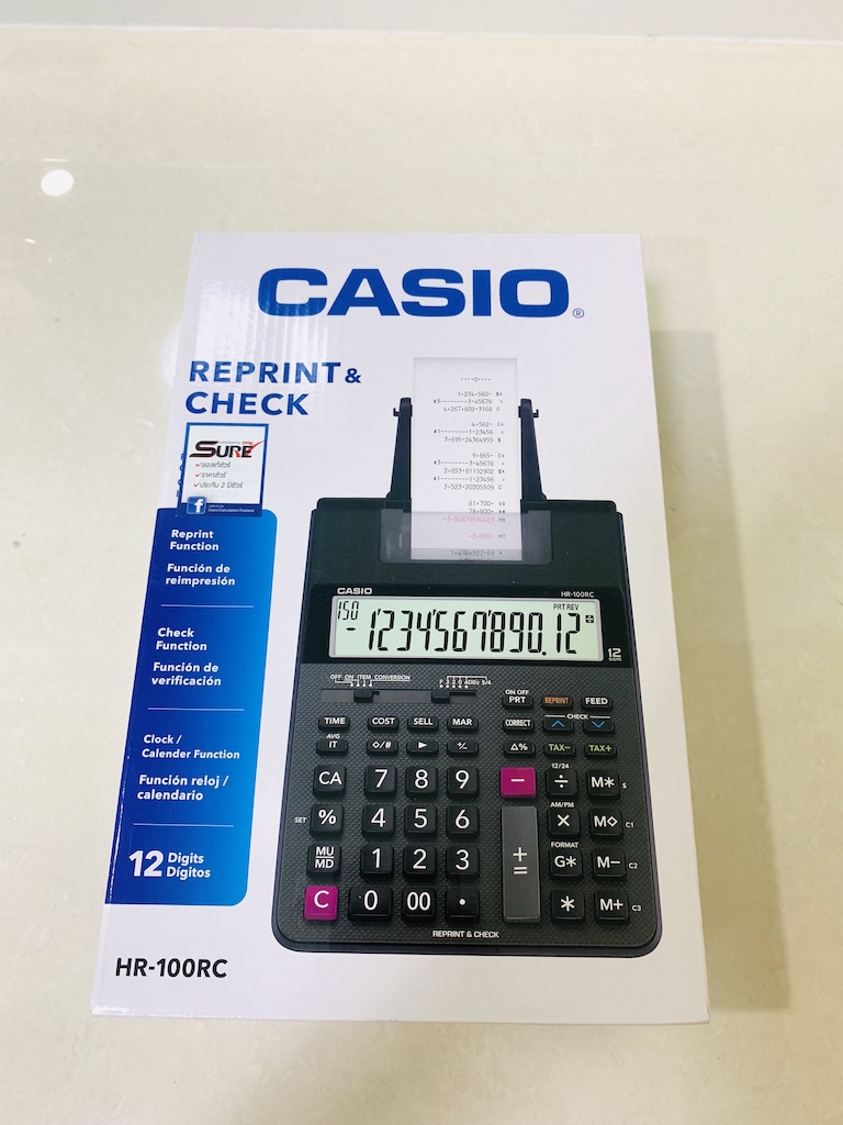 HR-100RC Casio เครื่องคิดเลข ตั้งโต๊ะ แบบปริ้นท์ รุ่น HR-100RC-BK ...
