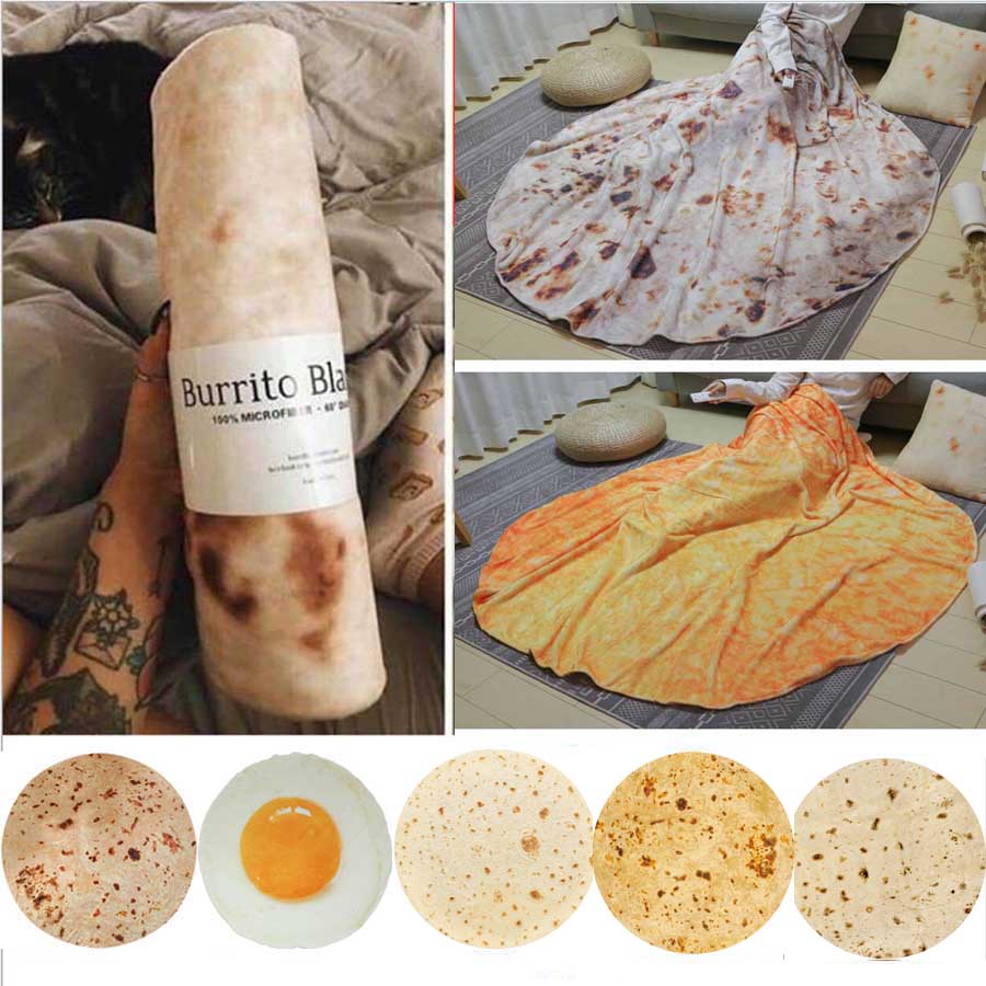 WOSTAR Soft warm flannel burrito blankets 200Gsm round shape throw ...