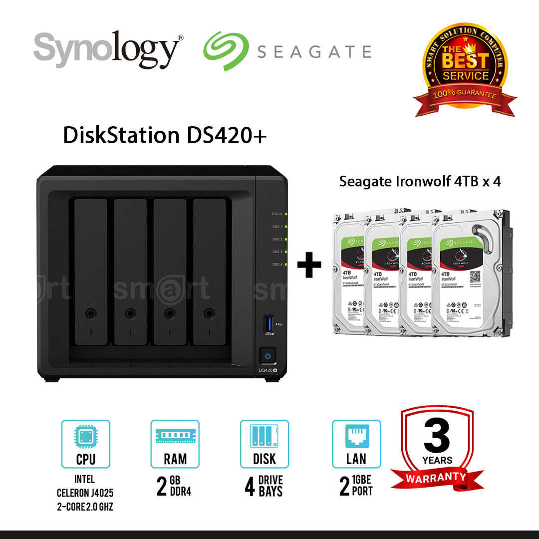 [Set] Synology DiskStation DS420+ 4-bay NAS + Seagate Ironwolf 4TB ...