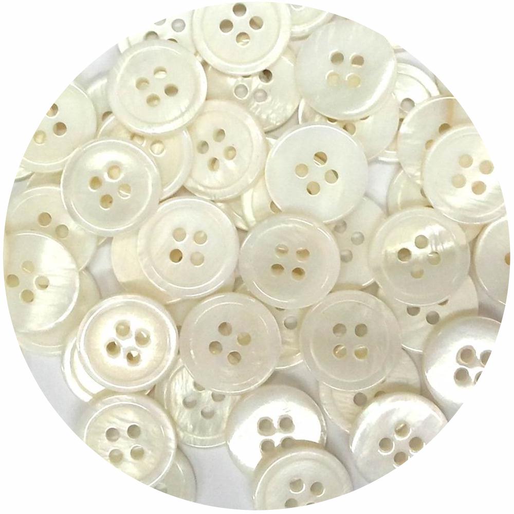 20เม็ด สีขาว 4รู Natural Seashell Buttons 20pcs กระดุมเปลือกหอยธรรมชาติ ...
