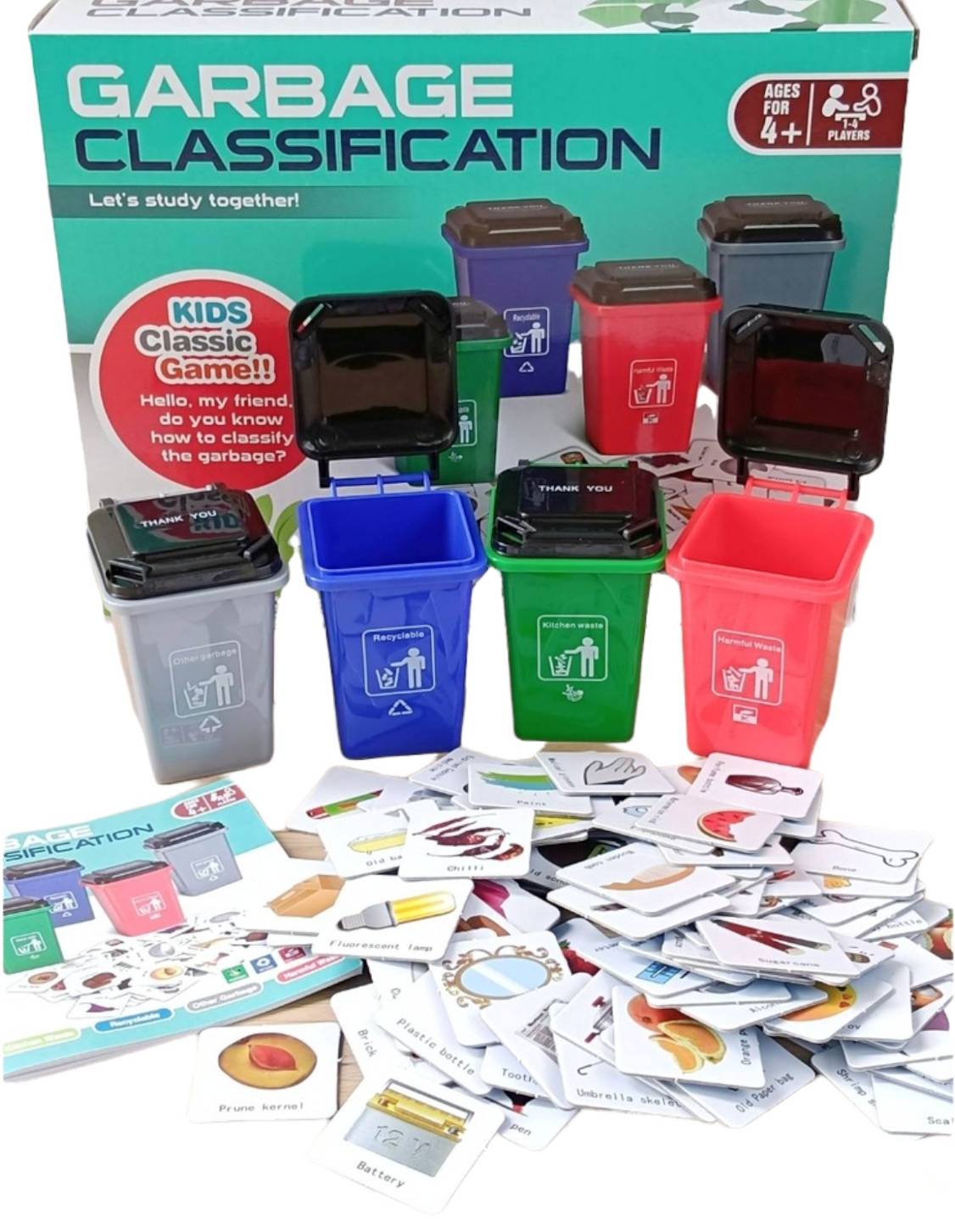 บอร์ดเกมส์แยกขยะ Garbage Classification Board game เกมส์ฝึกท่องคำศัพท์ แยกชนิดขยะการ์ดท่องศัพท์ ...