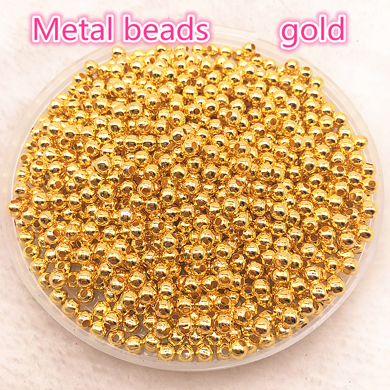 Jewelry Findings Diy 3mm 4mm GoldSilverBronzeSilver Tone Metal Beads Smooth Ball Spacer Beads ...