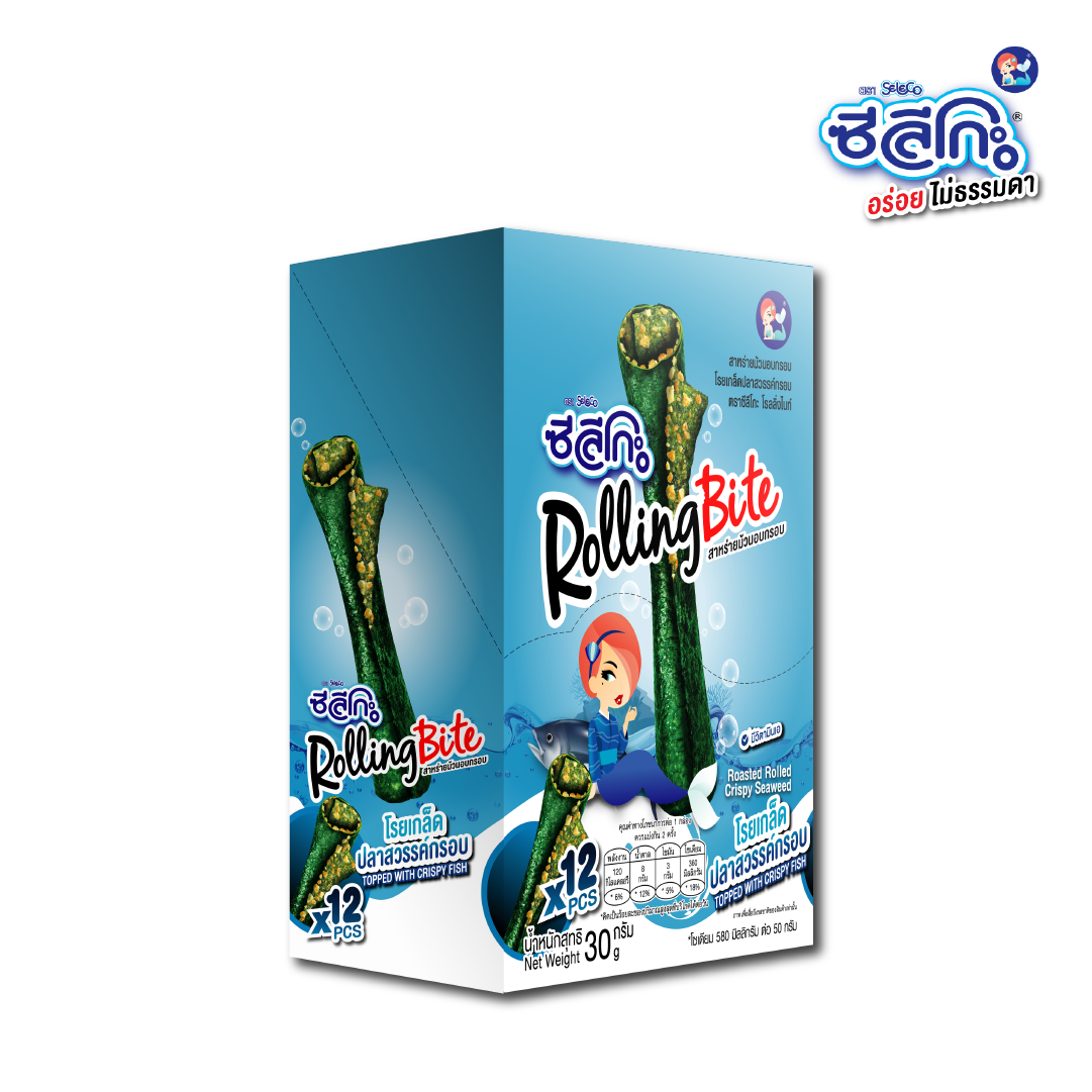 ซีลีโกะ Rolling Bite สาหร่ายม้วนอบกรอบ โรยเกล็ดปลาสวรรค์กรอบ (ขนาด 30 ...