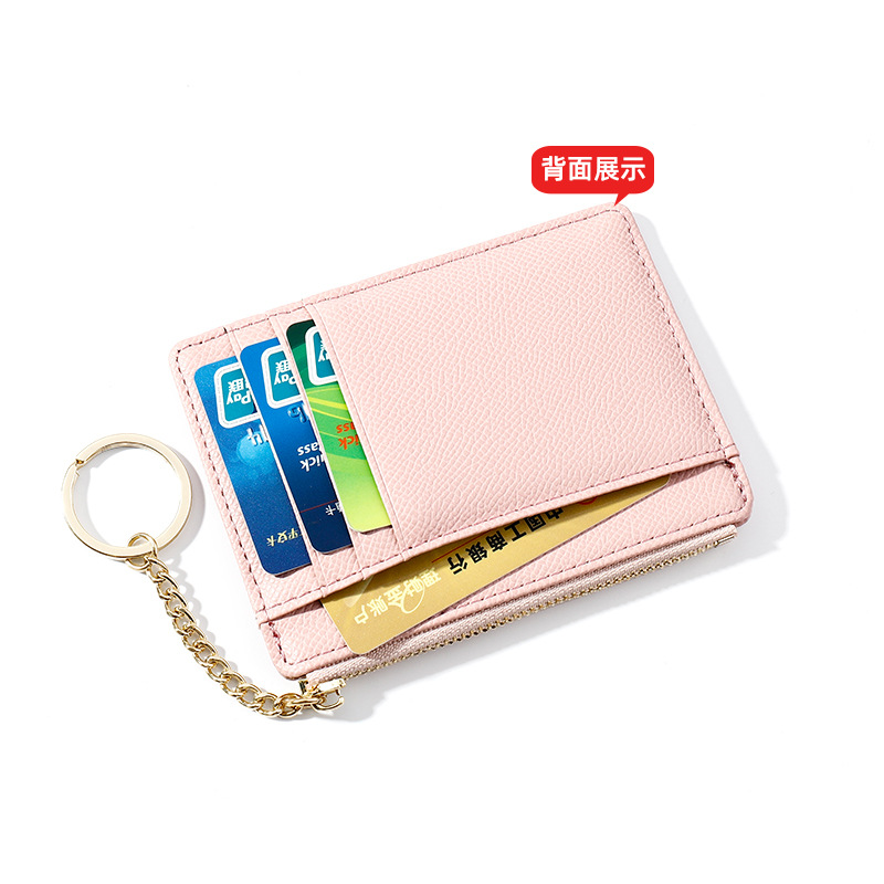 New Women Wallets Zipper PU Leather Coin Purse Mini Key Chain Small ...