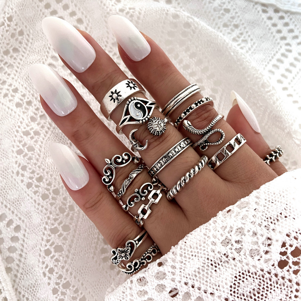 Delysia King Retro trend ring Tai Chi ring Sun snake chain ring ...