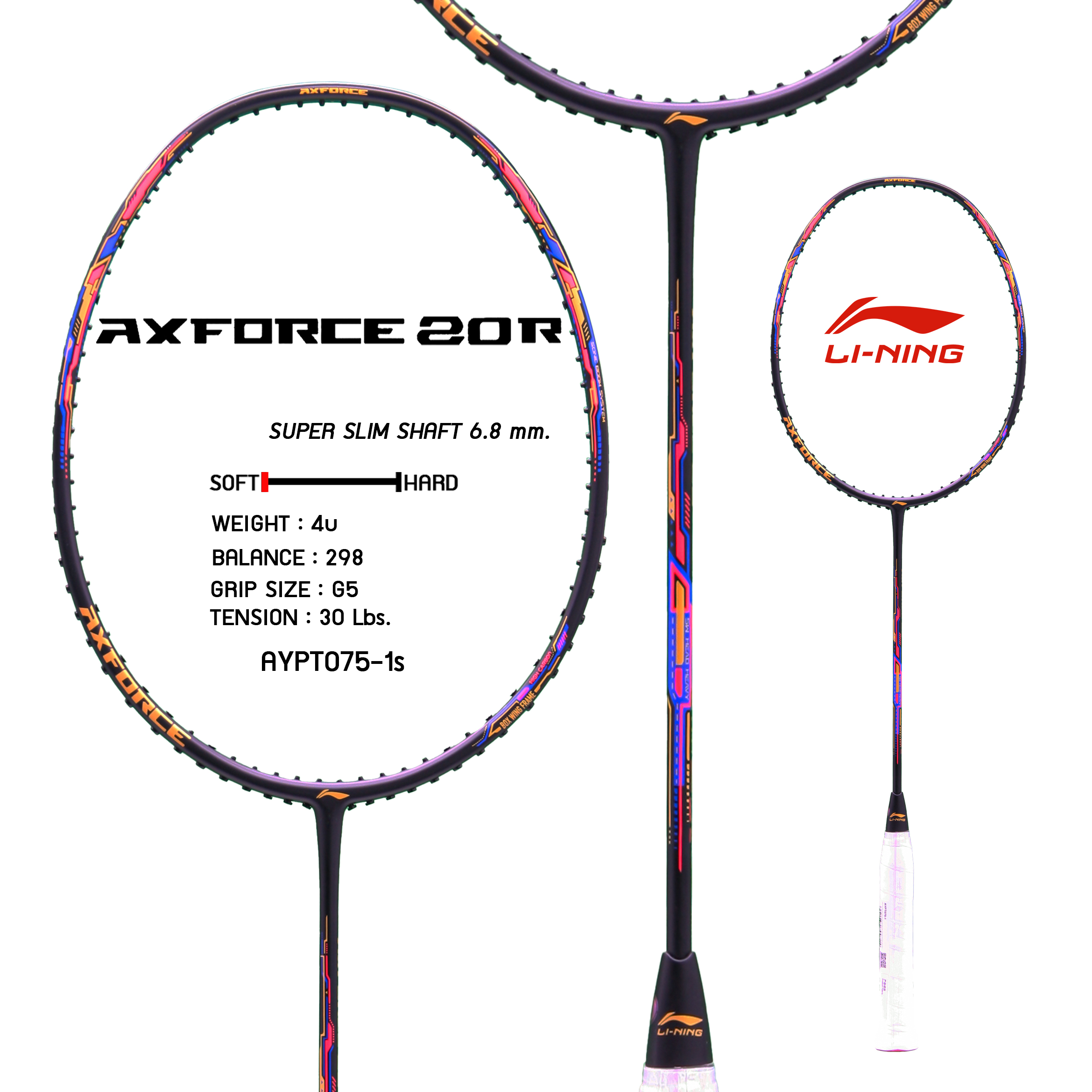 LI-NING ไม้แบดมินตัน รุ่น AXFORCE 20 R Series 4U แถมซองพันด้ามเอ็น N9 ...