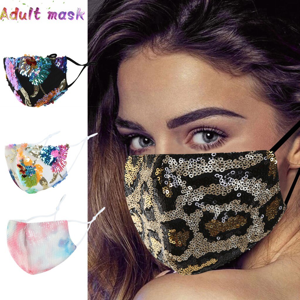 Christmas Adult Fashion Tassel Flash Diamond Sequin Respirator Mask ...